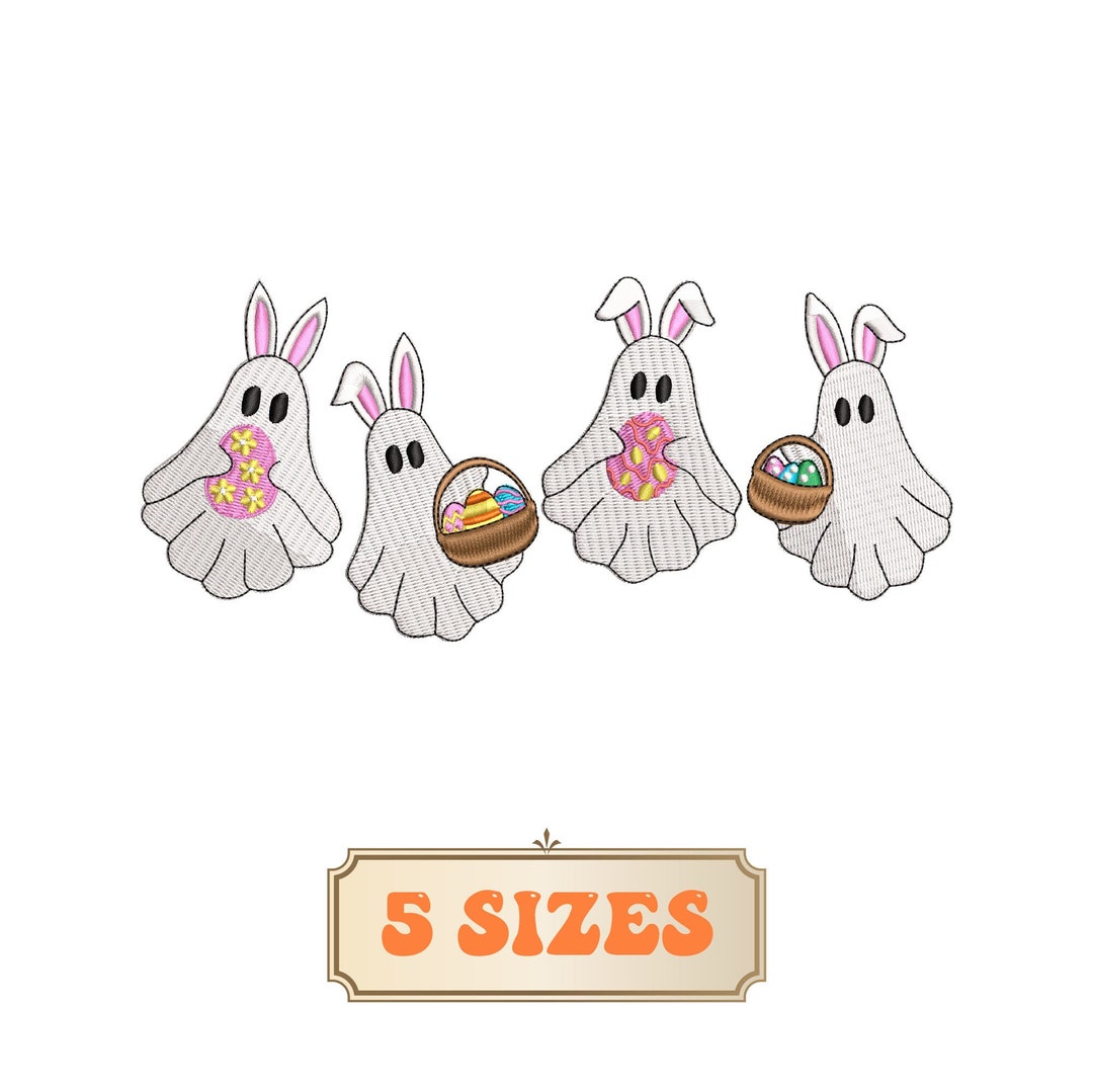 Bunny Ghost Embroidery Design 5 Sizes, Easter Ghost Embroidery Design ...