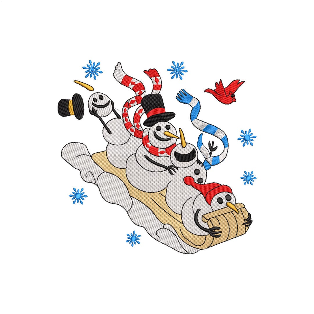 Snowman Embroidery Design 5 Sizes, Christmas Snowmen Skiing Machine ...