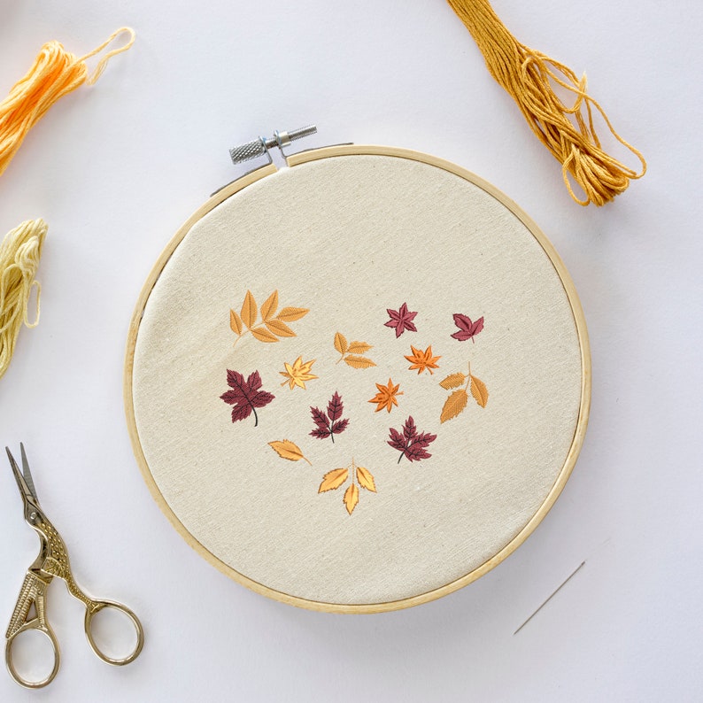 Falling Maple Leaves in Heart Machine Embroidery Design 5 Sizes, Fall ...