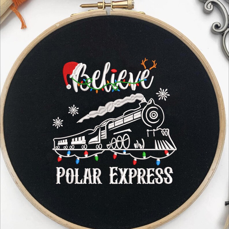 Polar Express Christmas Embroidery Design, Train Depot Design, Believe ...