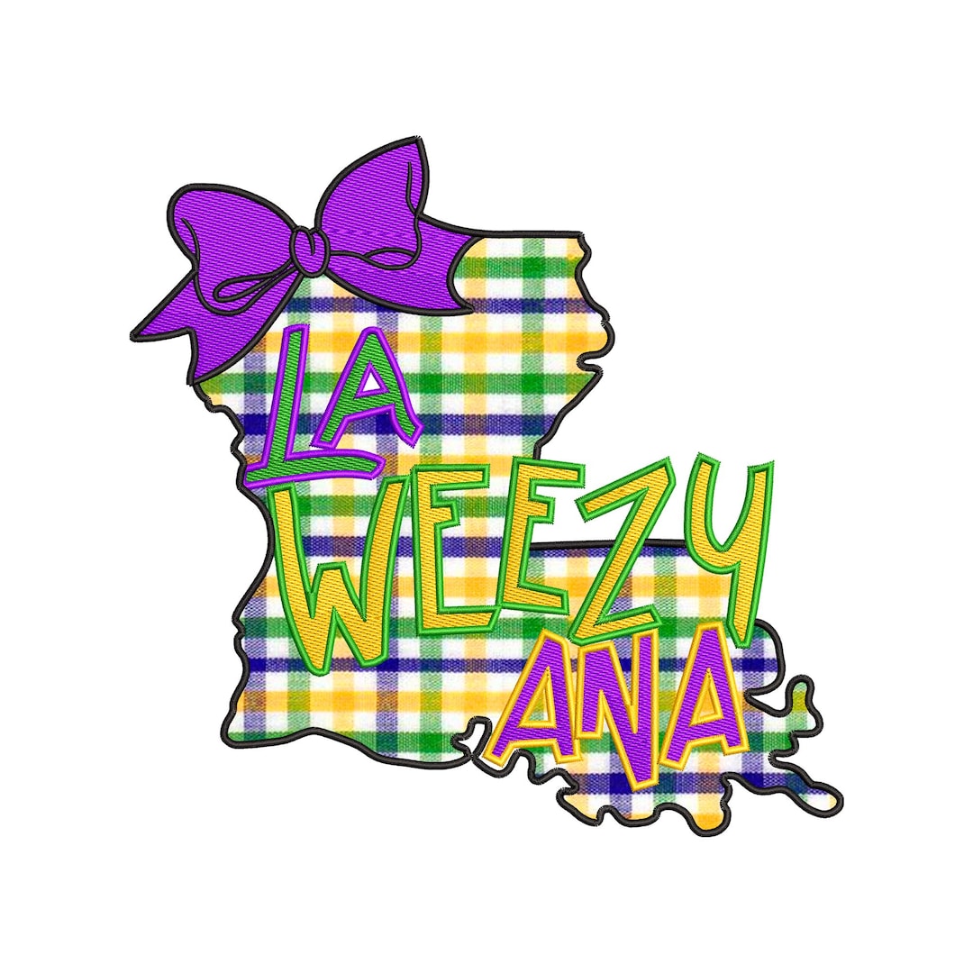 La Weezy Ana Mardi Gras Applique Embroidery Design 5 Sizes, Louisiana ...