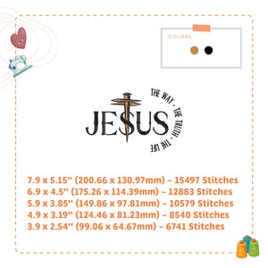 Jesus Embroidery Design 5 Size, Jesus the Way the Truth the Life, Faith ...