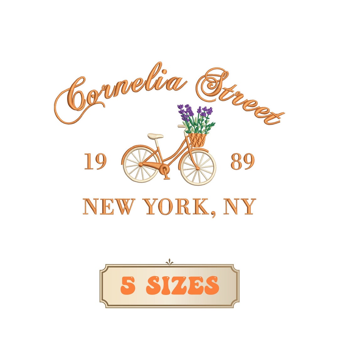 Cornelia Street Embroidery Design 5 Sizes, Bike Embroidery Designs ...