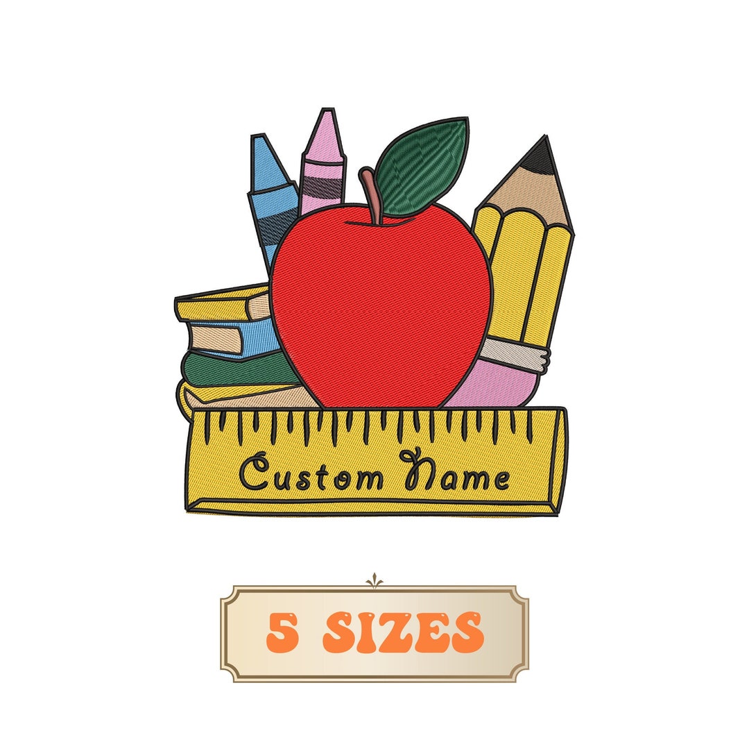 Back to School Embroidery Design 5 Sizes, School Life Embroidery Design ...
