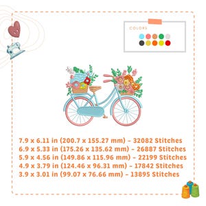 Vintage Bike With Flowers Embroidery Design 5 Sizes, Floral Bike ...