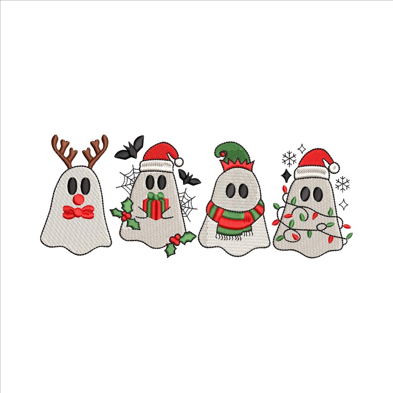 Christmas Ghost Embroidery Design 5 Sizes, Ghost Halloween Machine ...