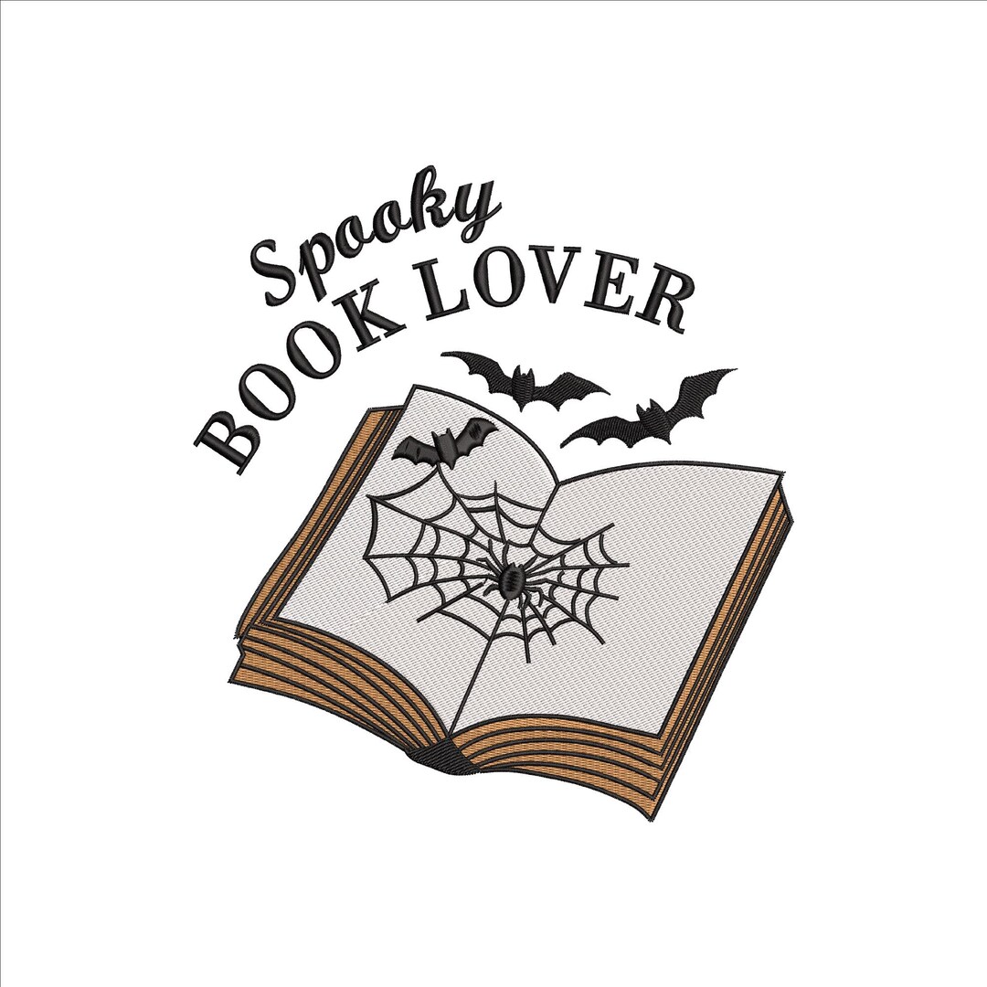 Spooky Book Lover Embroidery Design 5 Sizes, Halloween Bookish Machine ...