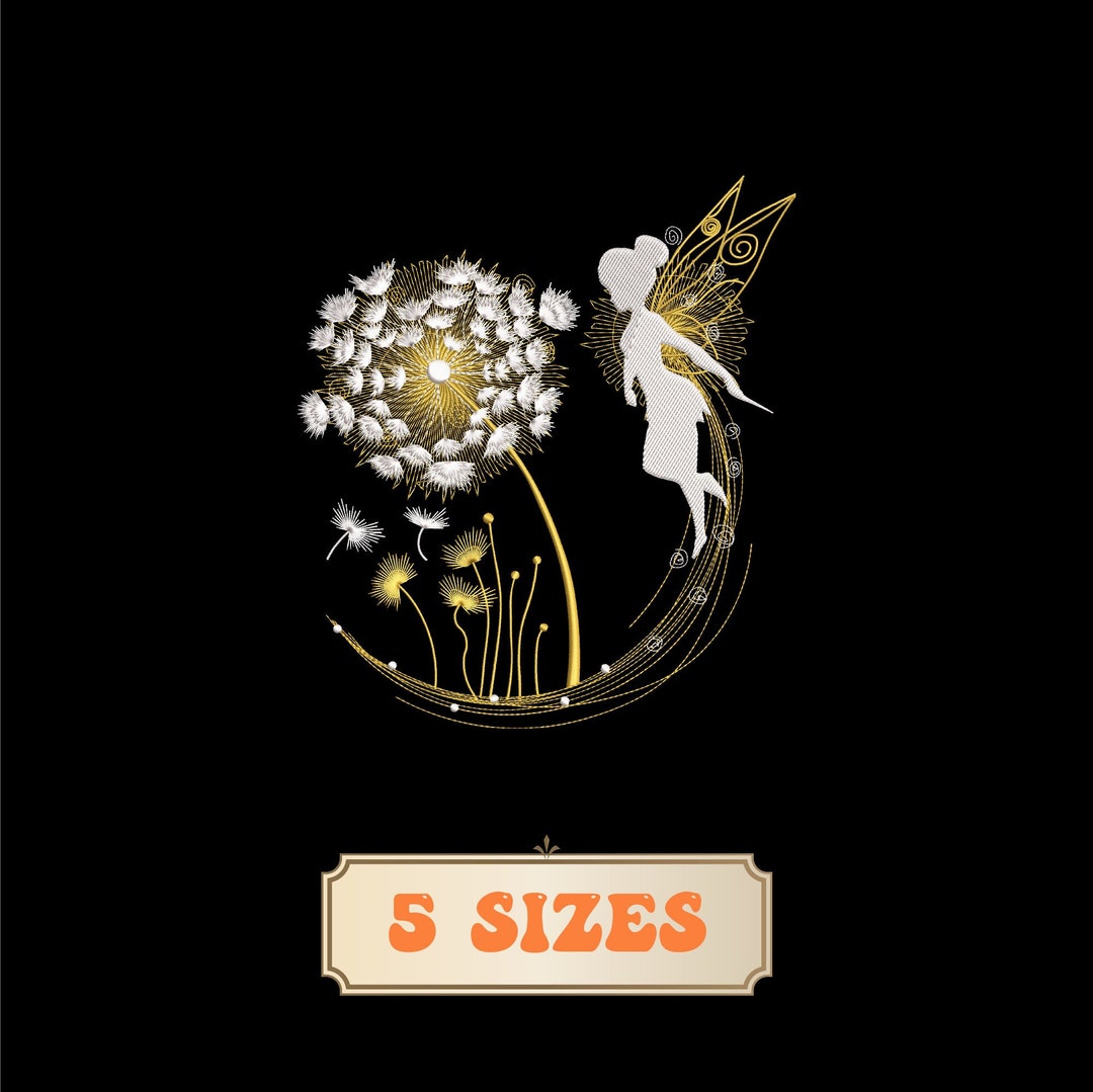 Magic Fairy on a Dandelion Embroidery Design 5 Sizes, Fairy Embroidery ...