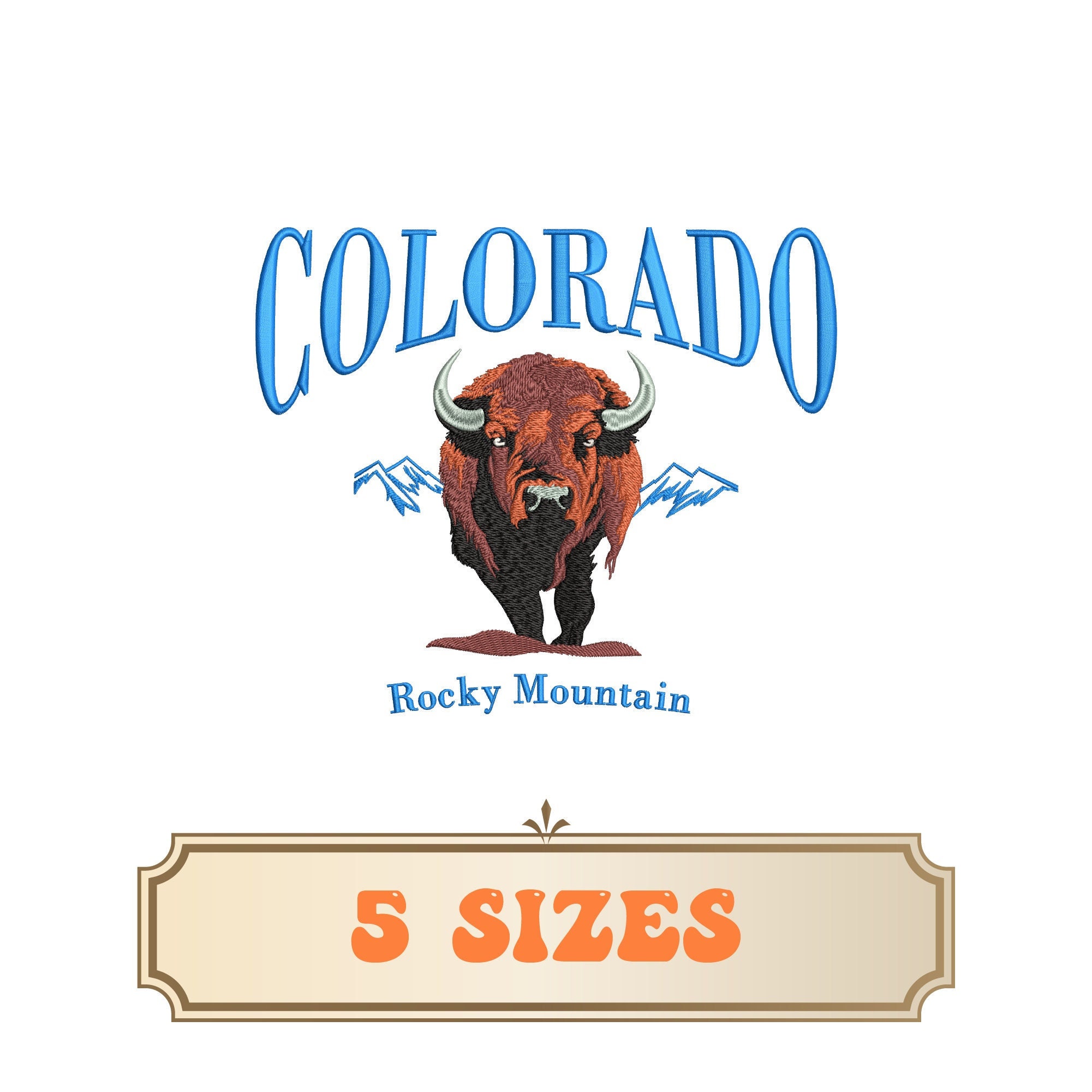 Colorado Mountain Embroidery Design 5 Size, Colorado Bison Machine ...