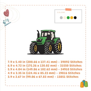 Farm Tractor Embroidery Design 5 Sizes, Farm Truck Machine Embroidery ...