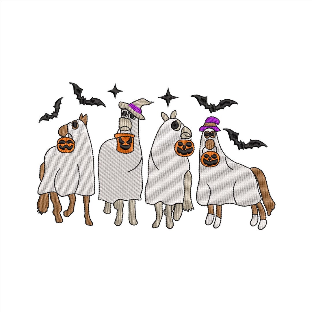 Ghost Horses Embroidery Design 5 Sizes, Halloween Horse Embroidery ...