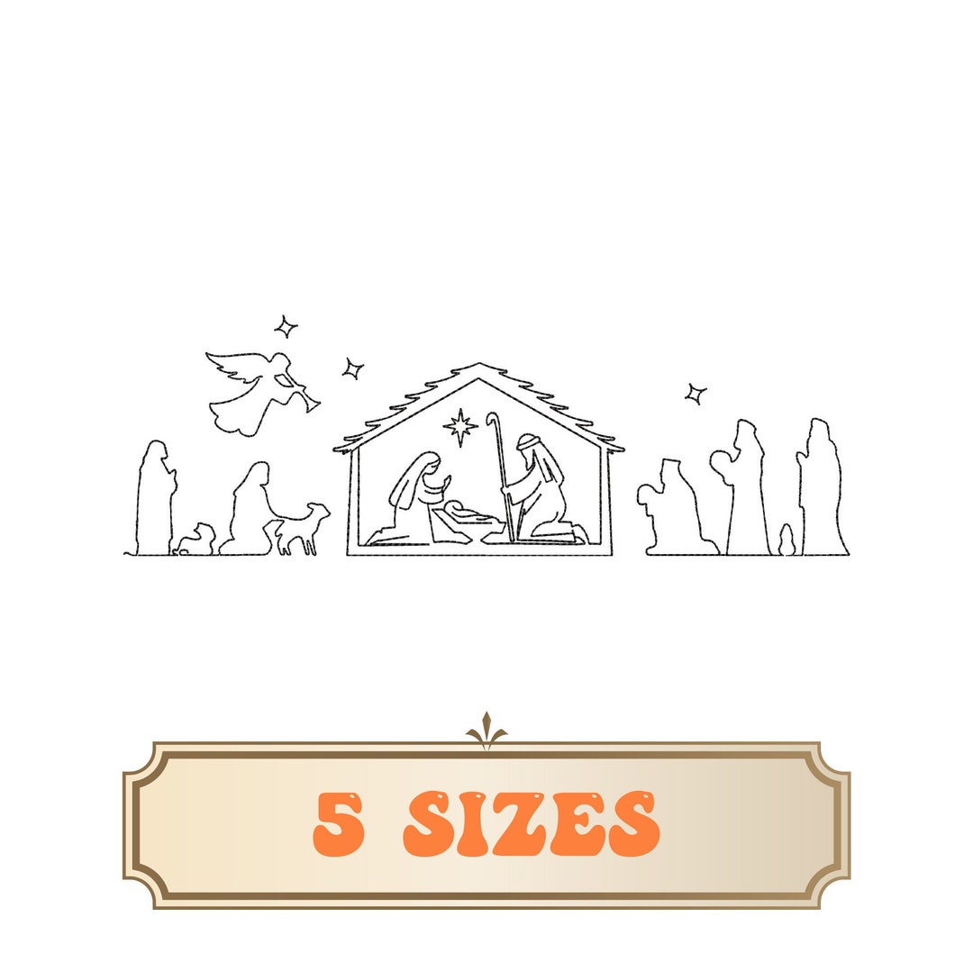 Nativity Scene Embroidery Design 5 Sizes, Advent Christian Christmas ...