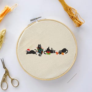 Christmas Cats Embroidery Designs 5 Sizes, Christmas Cute Cat ...