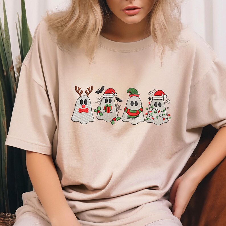 Christmas Ghost Embroidery Design 5 Sizes, Ghost Halloween Machine ...