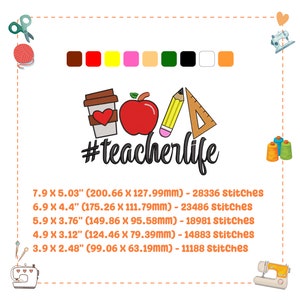 Teacher Life Embroidery Design 5 Sizes, Back to School Machine ...