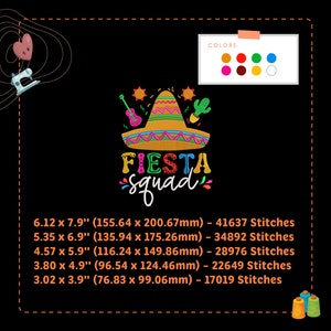 Fiesta Squad Embroidery Design 5 Sizes, Cinco De Mayo Embroidery Design ...