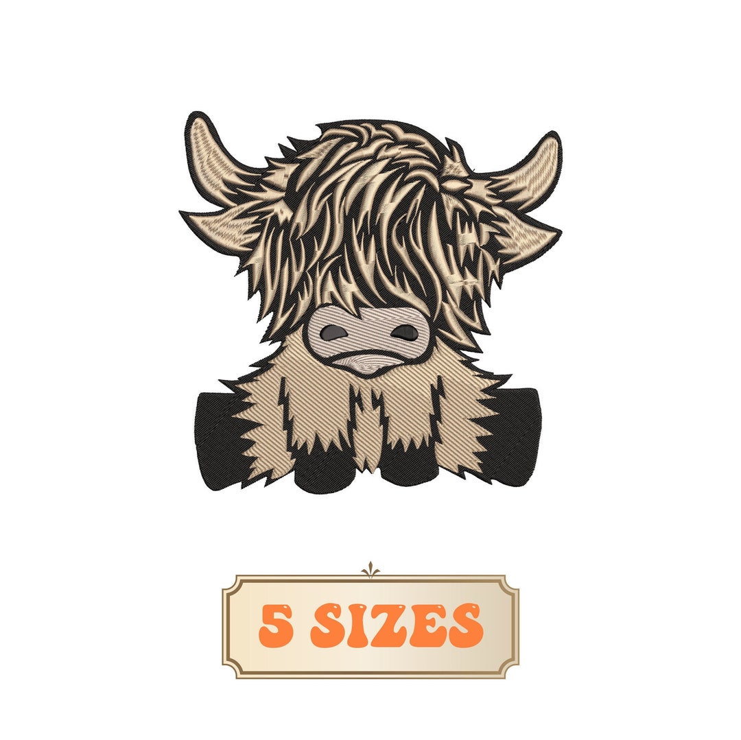 Baby Highland Cow Embroidery Design 5 Sizes, Bull Embroidery Design ...