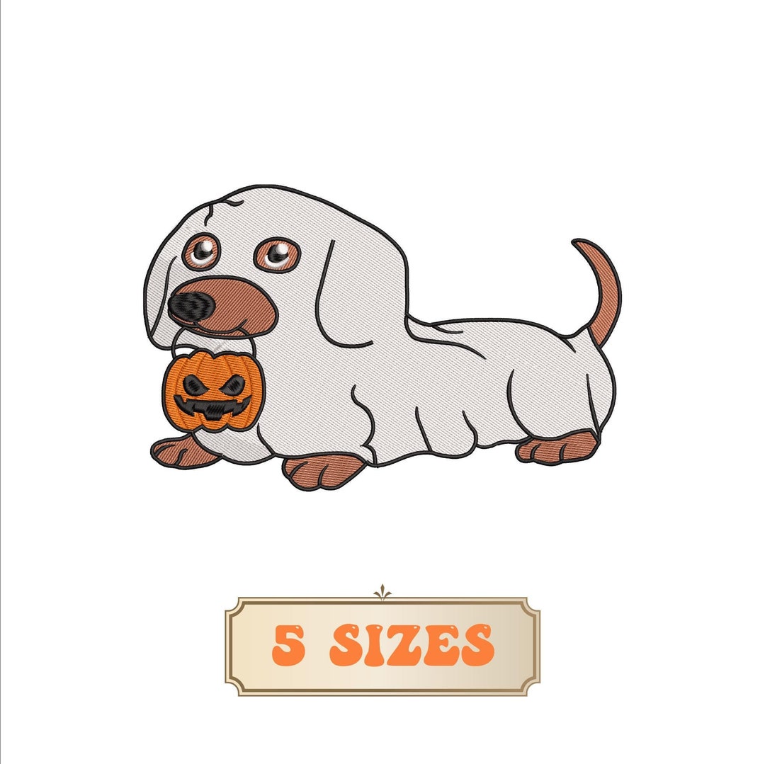 Dog Ghost Embroidery Design 5 Sizes, Ghost Dachshund Embroidery ...
