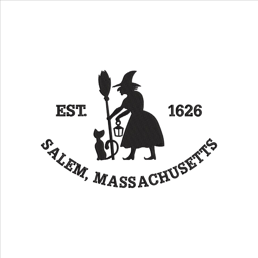 Salem Embroidery Design 5 Sizes, Witch Black Cat Embroidery Design ...