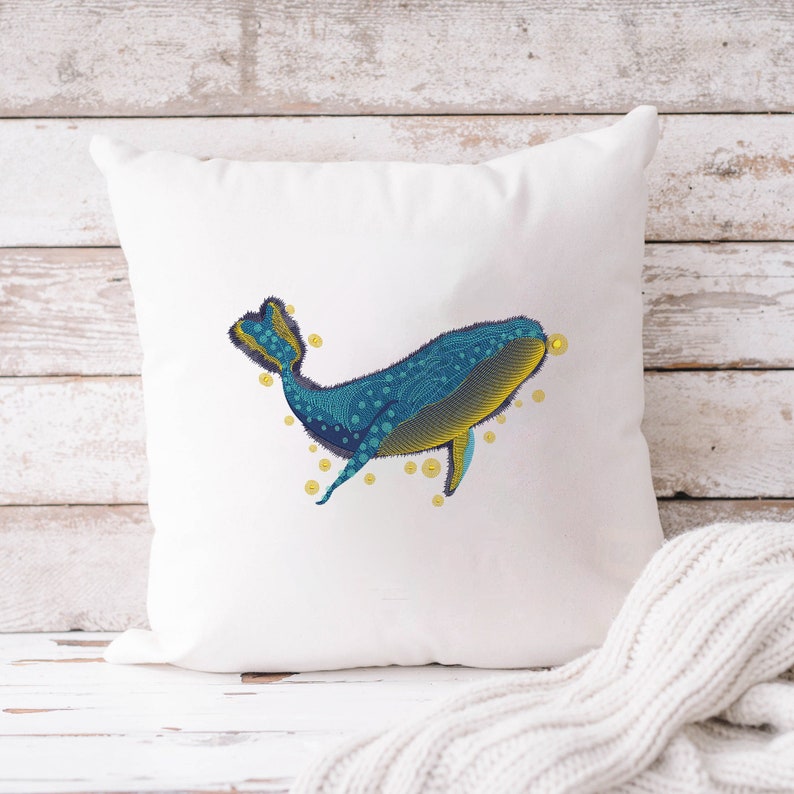 Magic Whale With Fireflies Machine Embroidery Design 5 Sizes, Whale ...