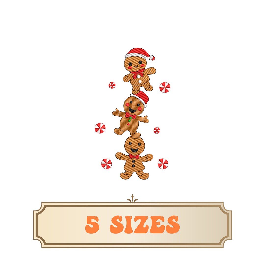 Christmas Gingerbread Embroidery Designs 5 Sizes, Gingerbread Man ...