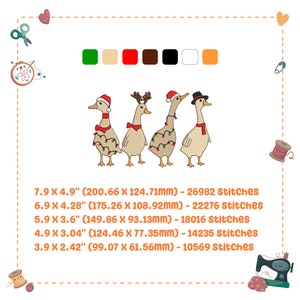 Ducks Christmas Light Embroidery Design 5 Size, Santa Ducks Merry ...