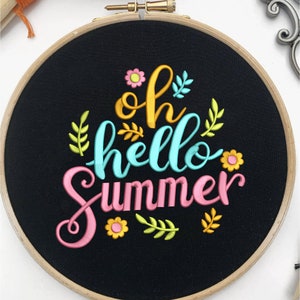 Oh Hello Summer Embroidery Design 5 Sizes, Summer Vibes Embroidery ...