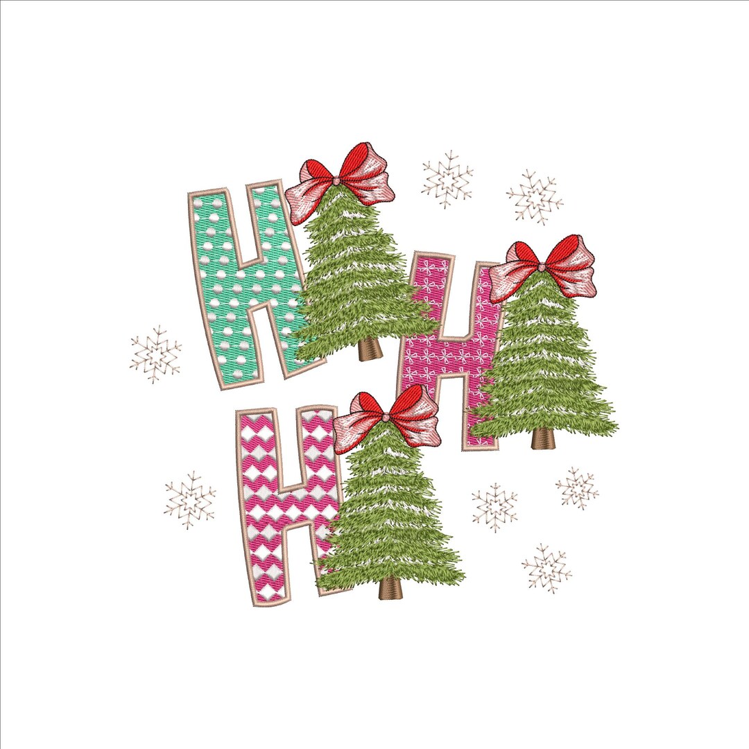 Ho Ho Ho Christmas Tree Embroidery Design 5 Sizes, Christmas Tree With ...