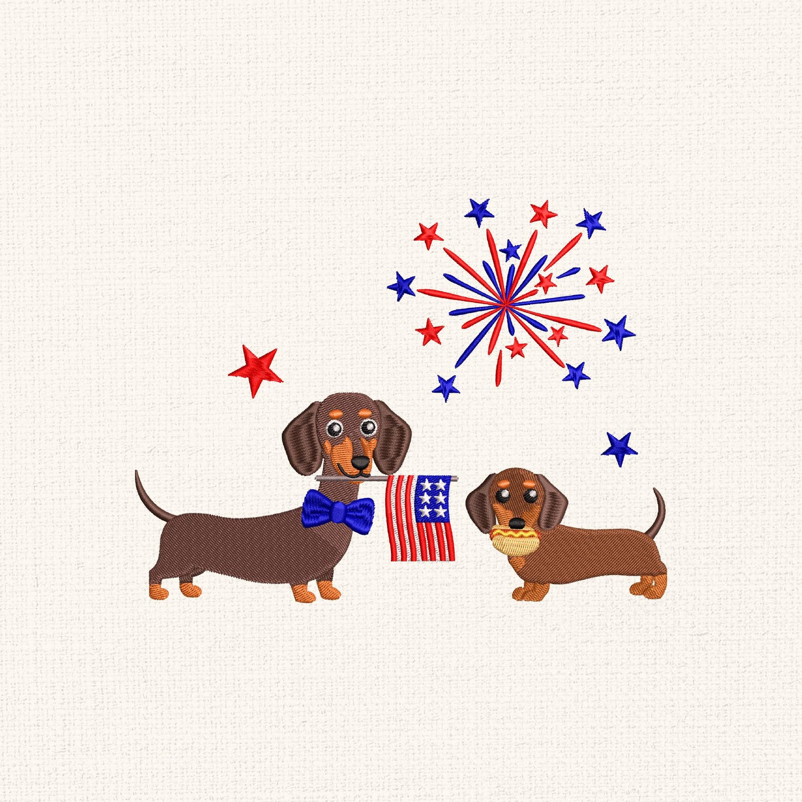 Patriotic Dachshunds Embroidery Design, 4th of July Pup With USA Flag ...