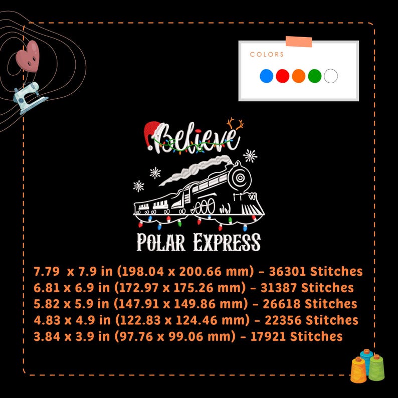 Polar Express Christmas Embroidery Design, Train Depot Design, Believe ...
