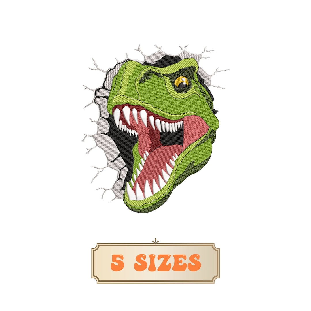 Dinosaur Embroidery Design 5 Sizes, T-rex Machine Embroidery Design ...