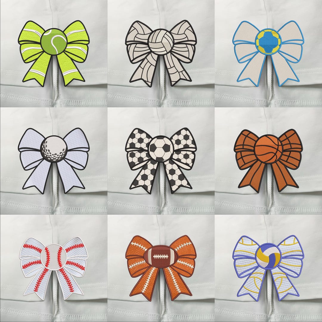 Bundle Sport Side Bow Applique Machine Embroidery Designs 5 Size ...