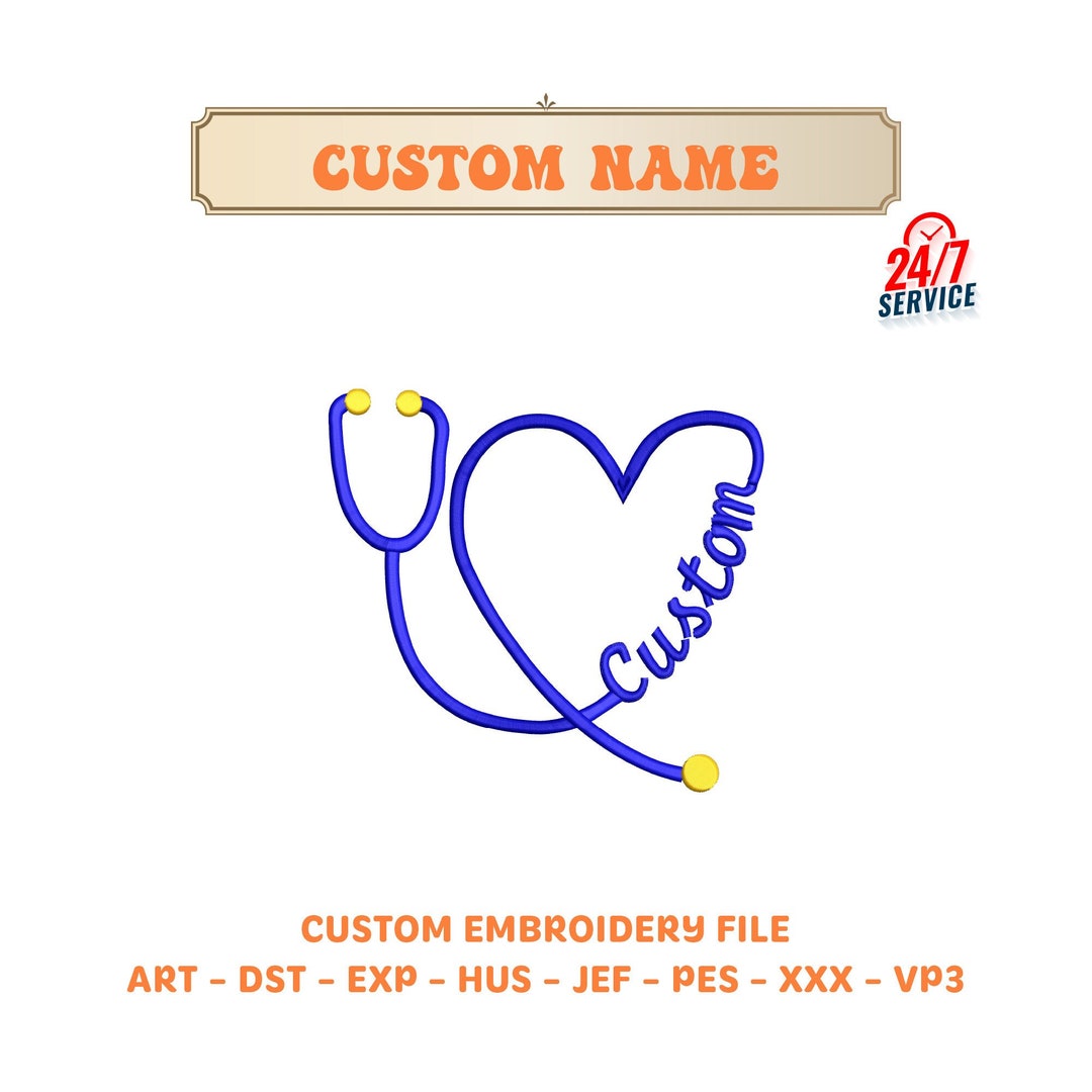 Retro Nurse Embroidery Designs 5 Sizes, Custom Name Nurse/doctor Heart ...