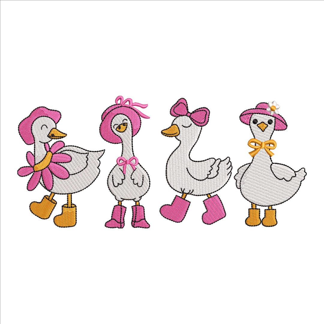 Coquette Silly Goose Embroidery Design 5 Sizes, Floral Goose Bow ...