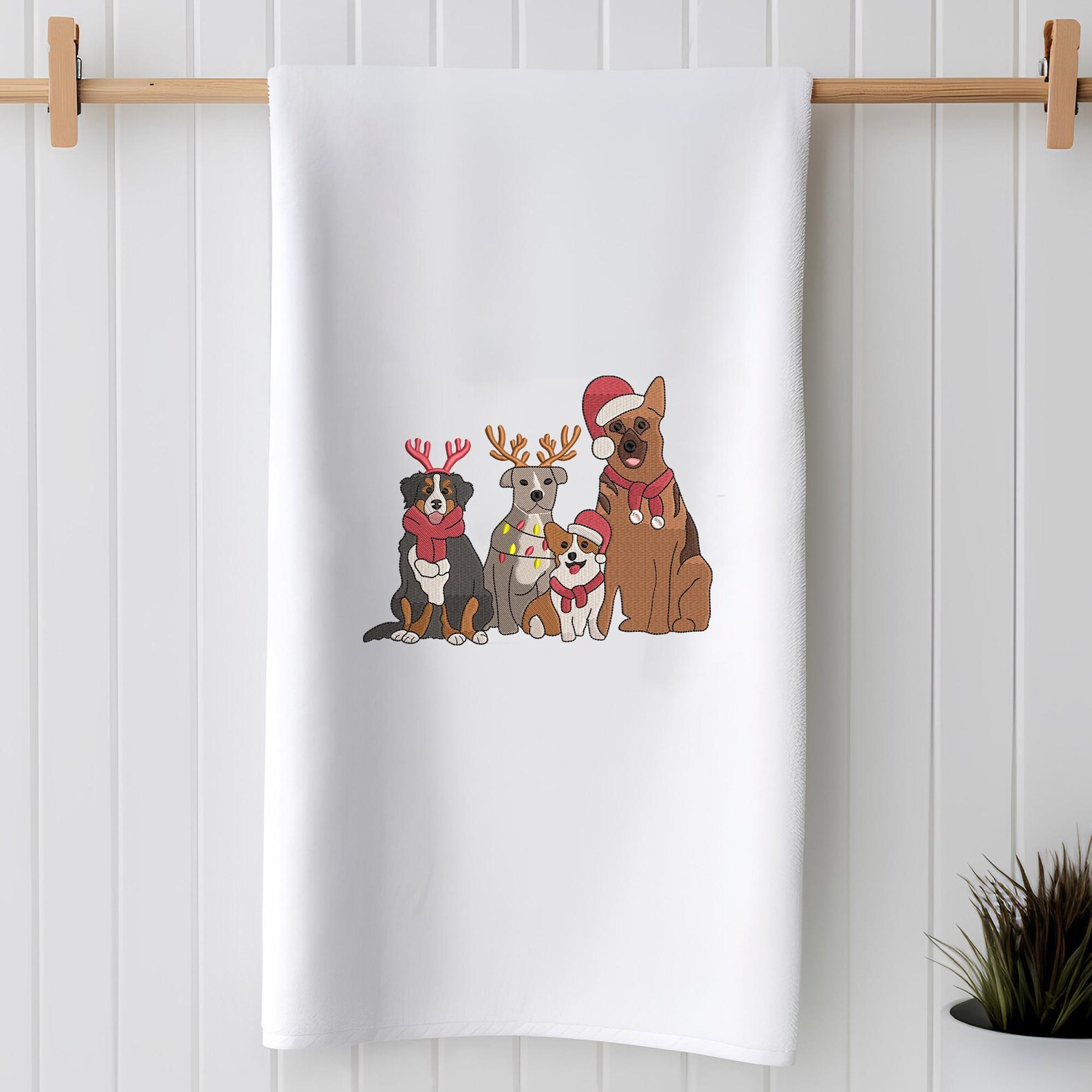 Christmas Dog Embroidery Design 5 Sizes, Four Dog Mom Christmas ...