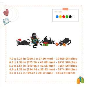 Christmas Cats Embroidery Designs 5 Sizes, Christmas Cute Cat ...