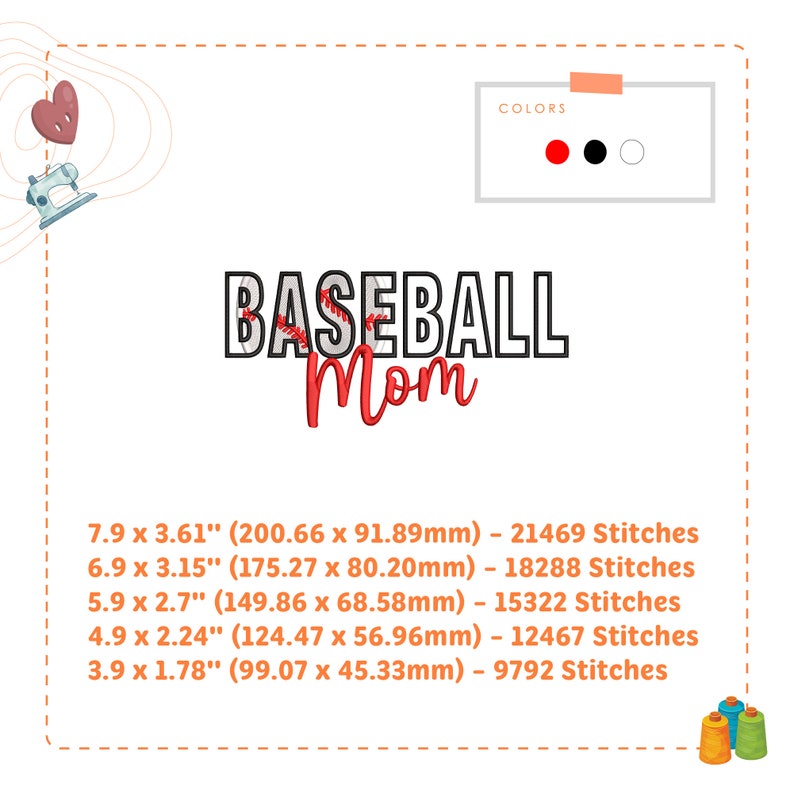 Baseball Mama Embroidery Design 5 Sizes, Baseball Embroidery Design ...