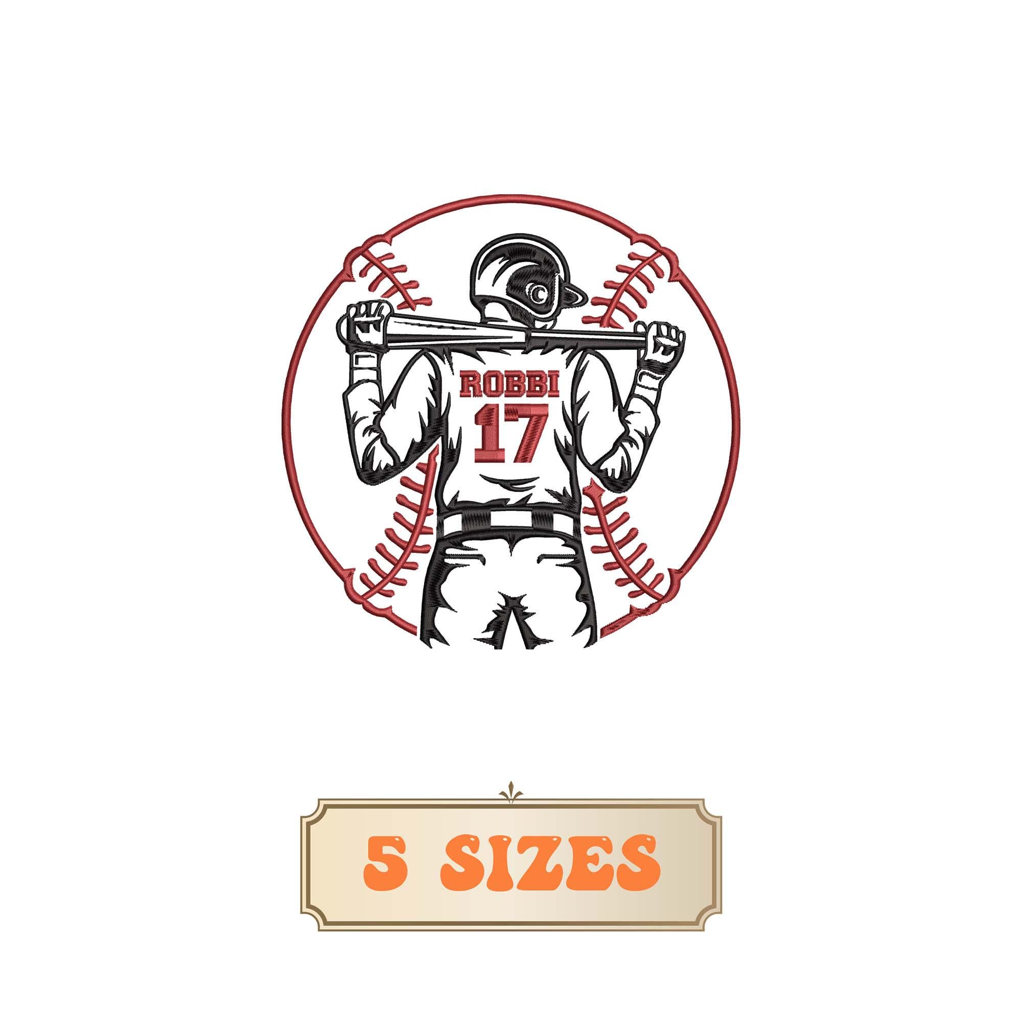 Personalized Name Embroidery Design, Baseball Player Embroidery Pattern ...