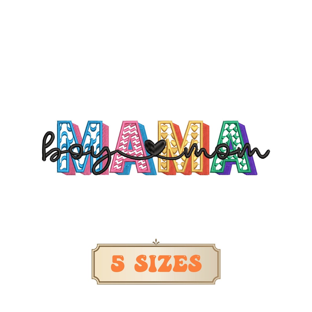 Boy Mom Mama Embroidery Design 5 Sizes, Mother's Day Embroidery Design ...