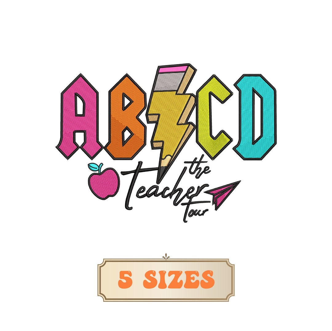 ABCD Teacher Tour Embroidery Design 5 Sizes, Teacher Embroidery Design ...
