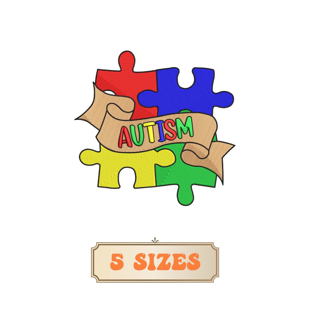 Autism Puzzle Pieces Embroidery Design 5 Sizes, Autism Awareness ...