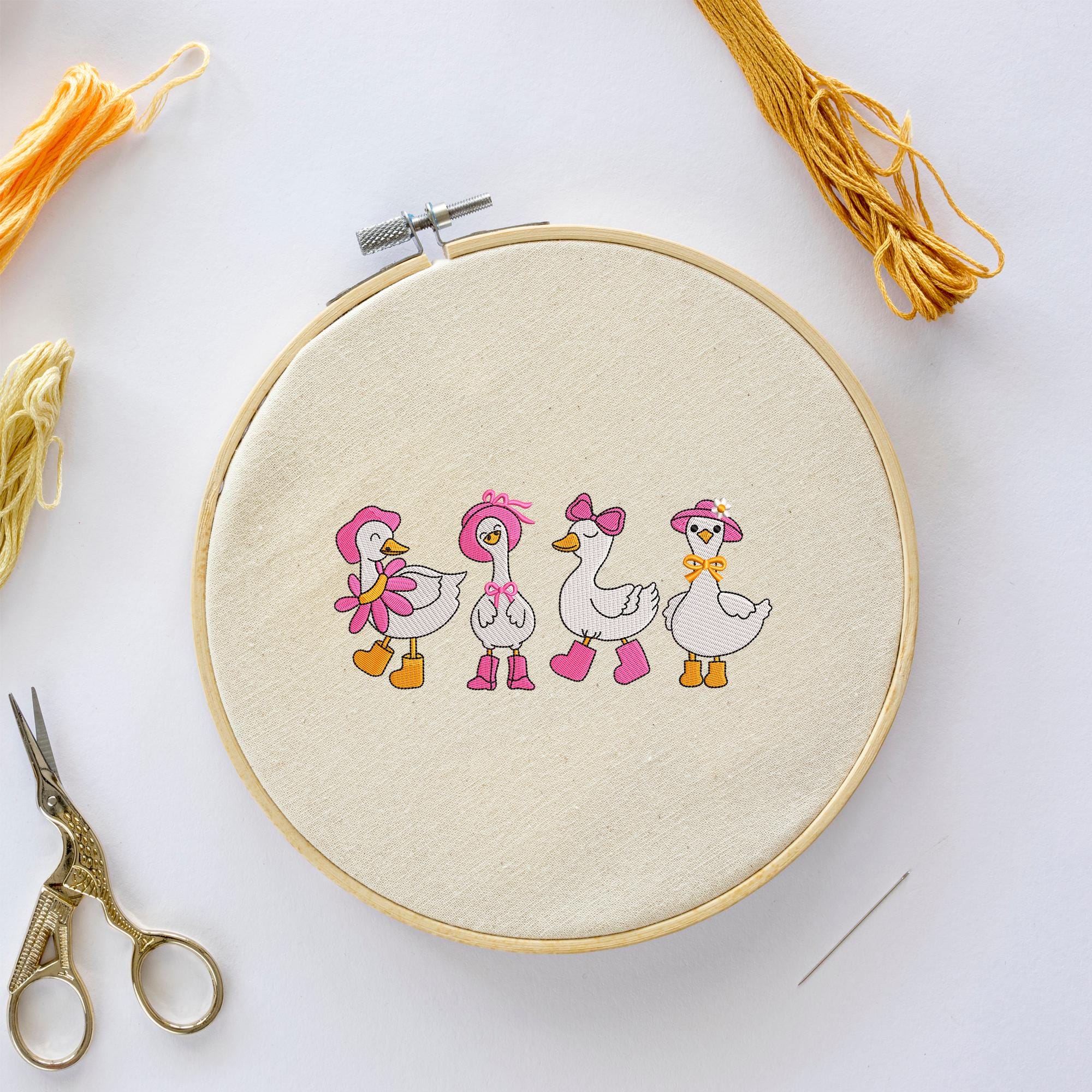 Coquette Silly Goose Embroidery Design 5 Sizes, Floral Goose Bow ...