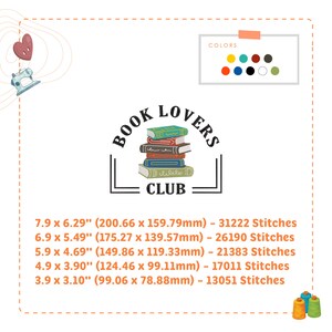 Book Lover Embroidery Design 5 Sizes, Read More Books Embroidery Design ...