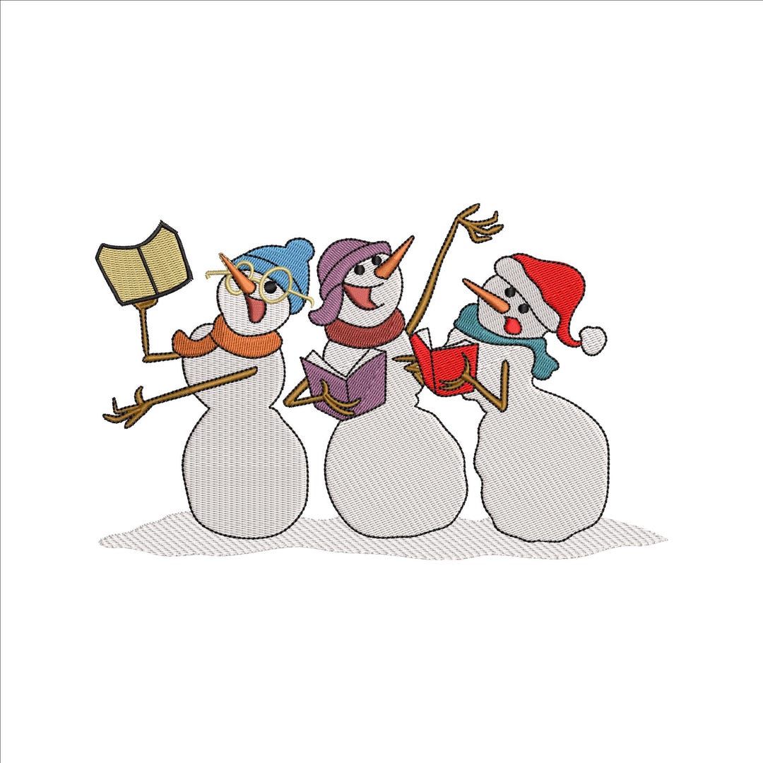 Snowman Embroidery Design 5 Sizes, Christmas Snowmen Reading Book ...