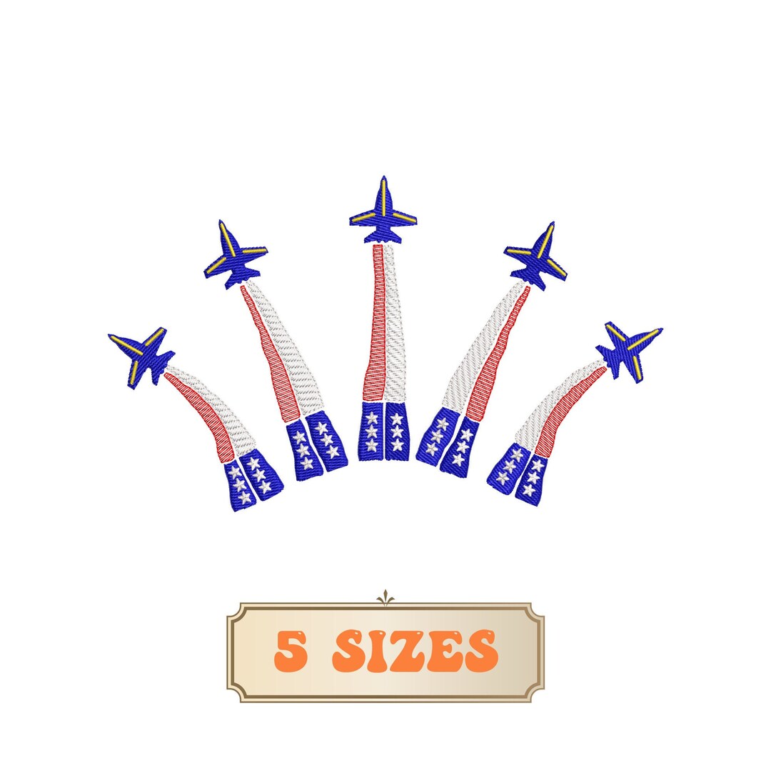 Blue Jets Embroidery Design 5 Sizes, Stars & Stripes Embroidery Design ...