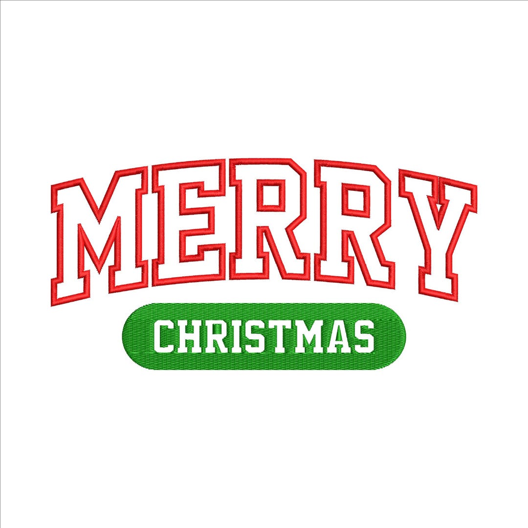 Merry Christmas Embroidery Design 5 Sizes, Merry Applique Machine ...