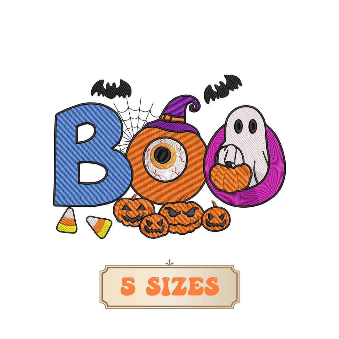 Halloween Boo Embroidery Design 5 Sizes, Halloween Embroidery Design ...