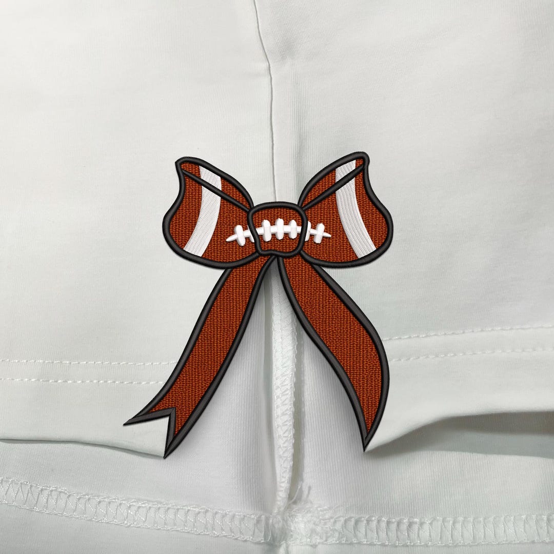 Football Stitch Coquette Bow Applique Embroidery Design 5 Sizes, Side ...