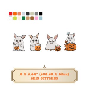 Cute Ghost Rabbits Embroidery Design 5 Sizes, Ghost Bunny Pumpkin ...