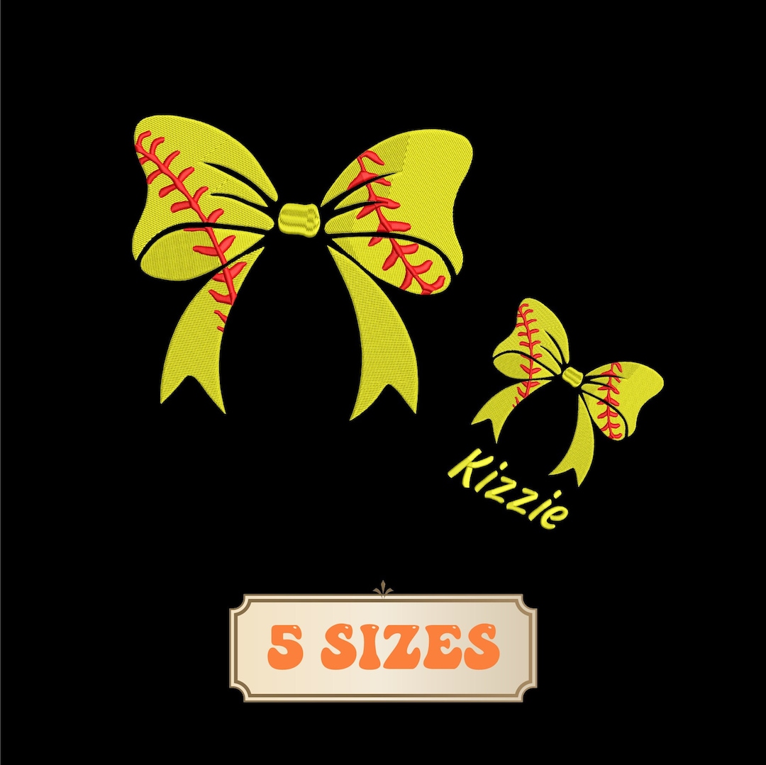 Softball Coquette Bow Embroidery Design 5 Sizes, Soft Girl Era ...